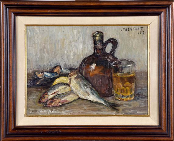 Louis Thévenet | Still Life with Red Teacup and Flute (1926) | MutualArt