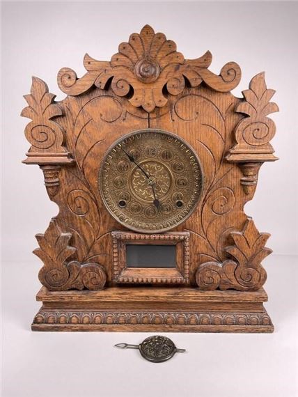 L. Gilbert | Antique WM L. Gilbert Oak Mantle Clock | MutualArt