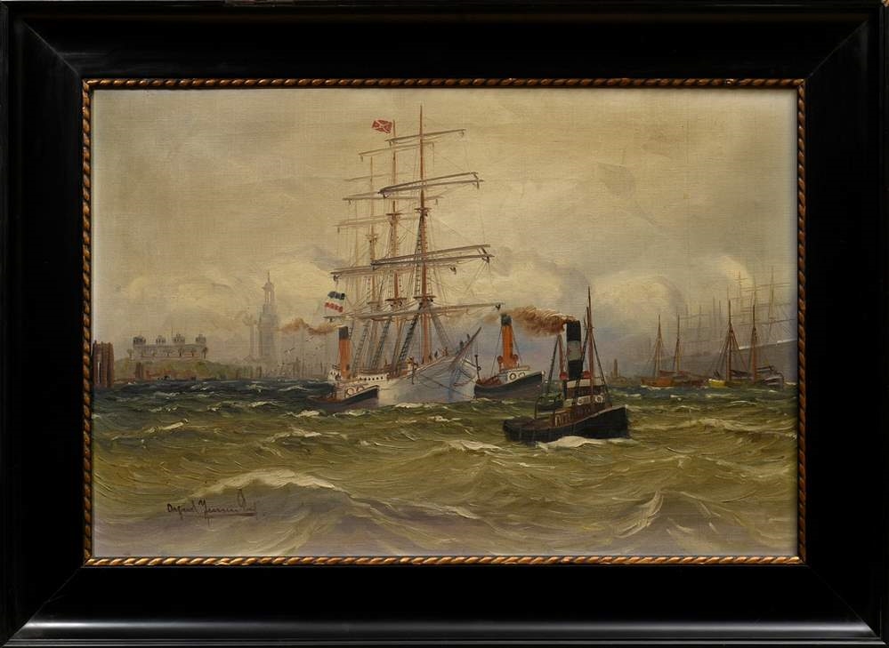 Alfred Jensen | Ships in Hamburg harbour | MutualArt