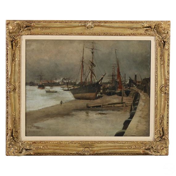 Maurice Courant | Maurice Courant 1847-1925 Boat Harbor Oil Painting ...