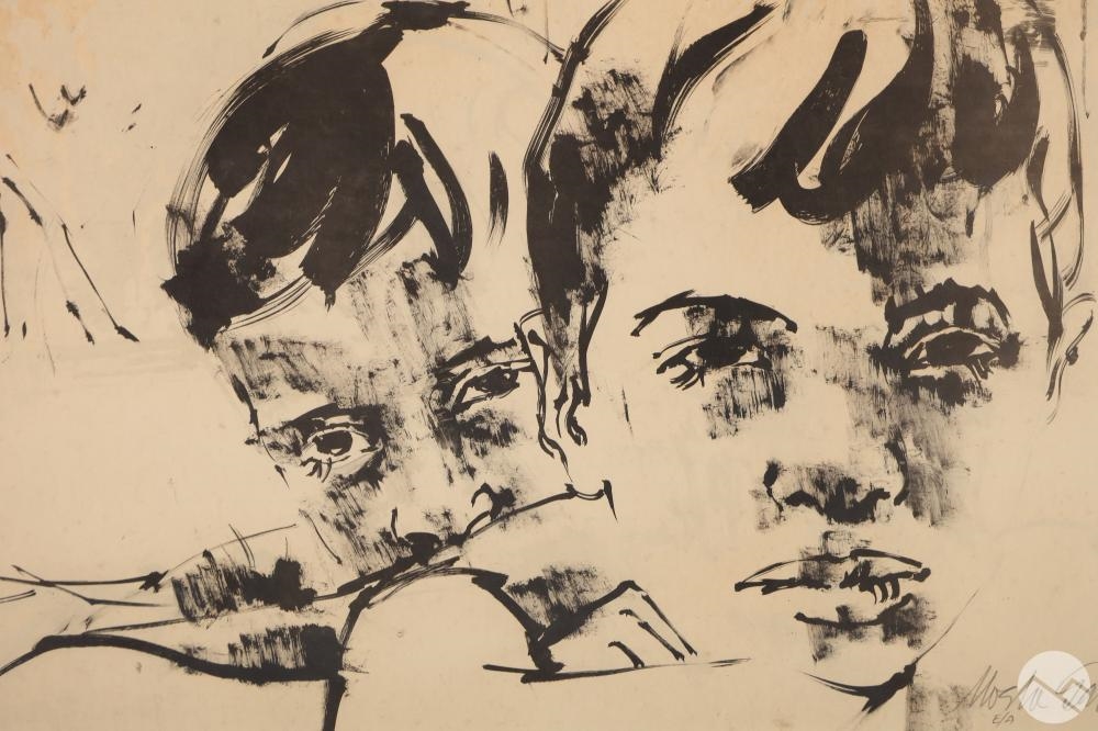 Moshe Gat | Portrait of Two Boys, (Circa 1970) | MutualArt