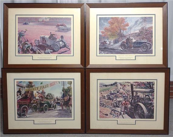 Peter Helck | 4 1940s Peter Helck Esquire Car Racing Lithographs (1944 ...