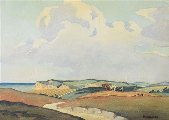 Eric Slater | Eric Slater (1896-1963) watercolour of horse drawn ...