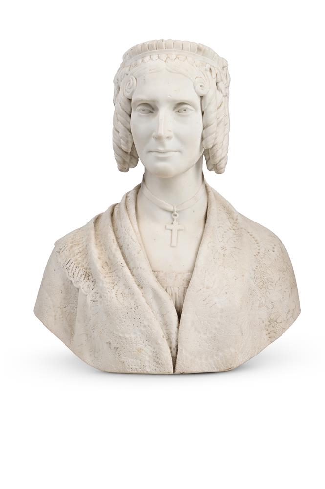 Joseph Watkins | A CARVED WHITE MARBLE BUST OF MARY (1869) | MutualArt