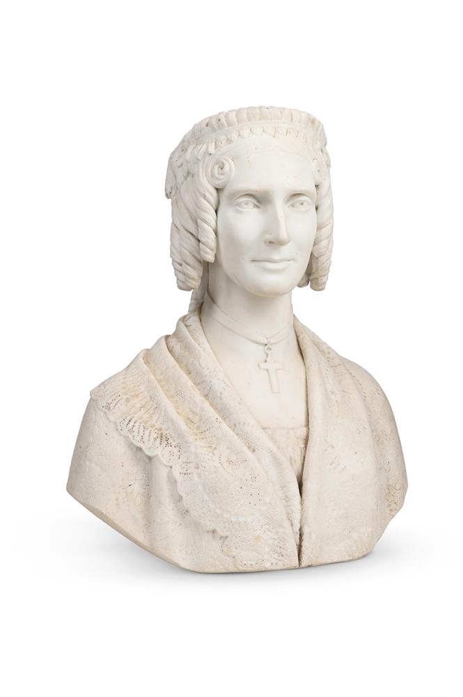 Joseph Watkins | A CARVED WHITE MARBLE BUST OF MARY (1869) | MutualArt