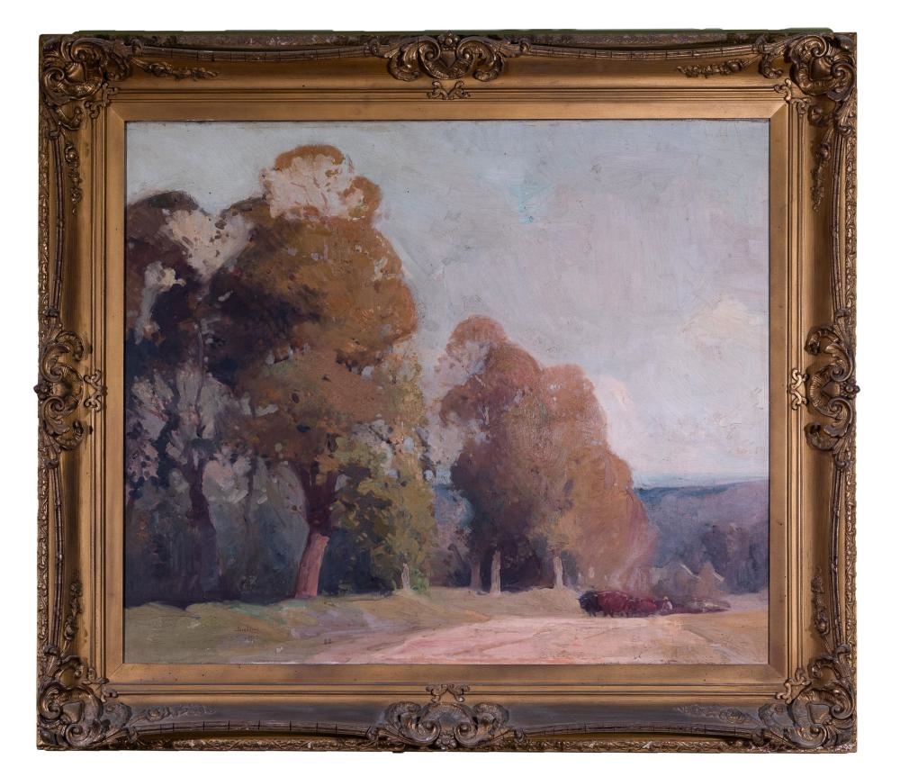 Sydney Long | Landscape with Cattle (1913) | MutualArt