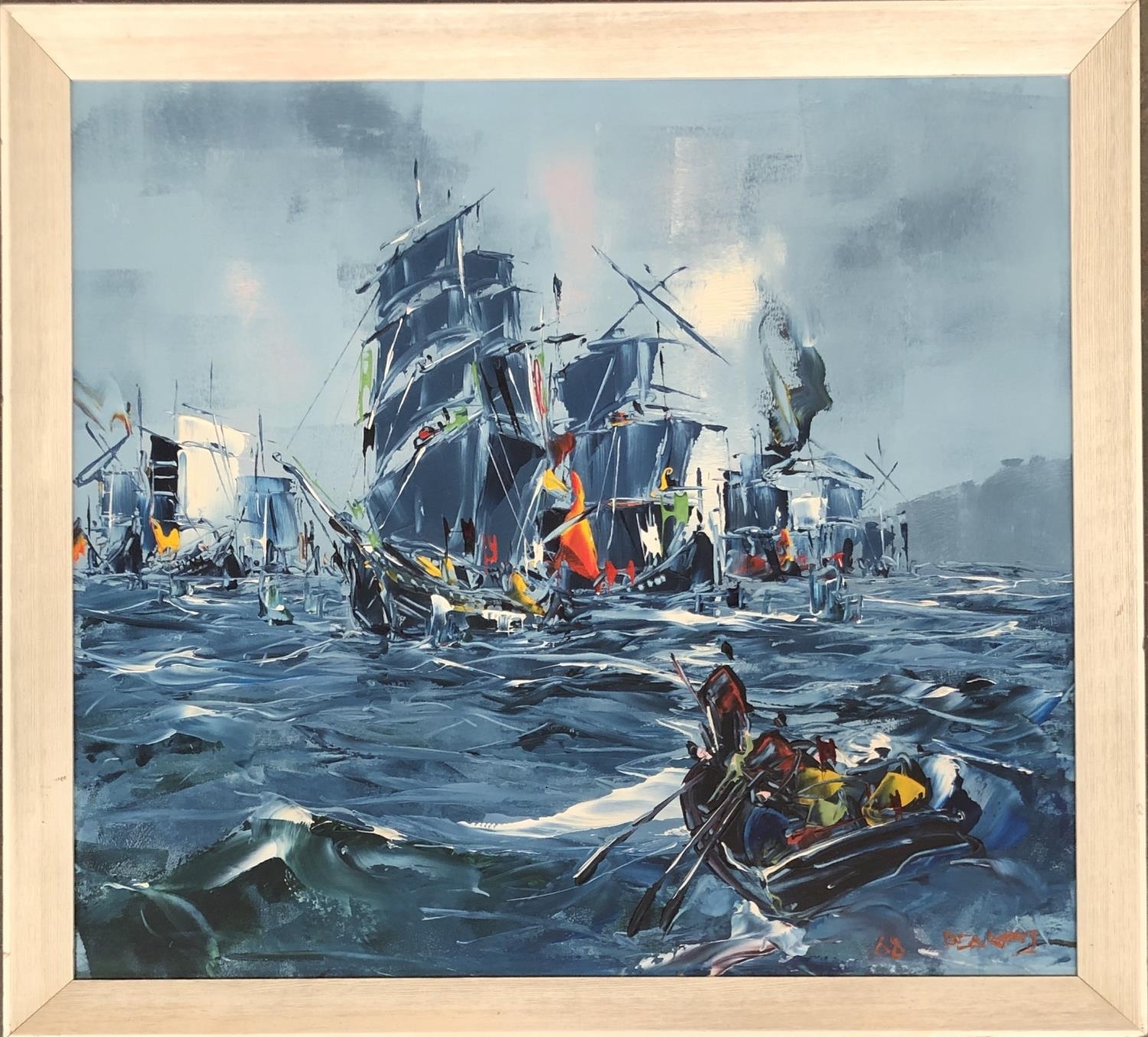 George Richard Deakins | depicting tall ships in blue (68) | MutualArt