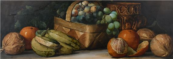 Giovanni Barbaro | Still life with bananas, oranges and grapes (1895 ...