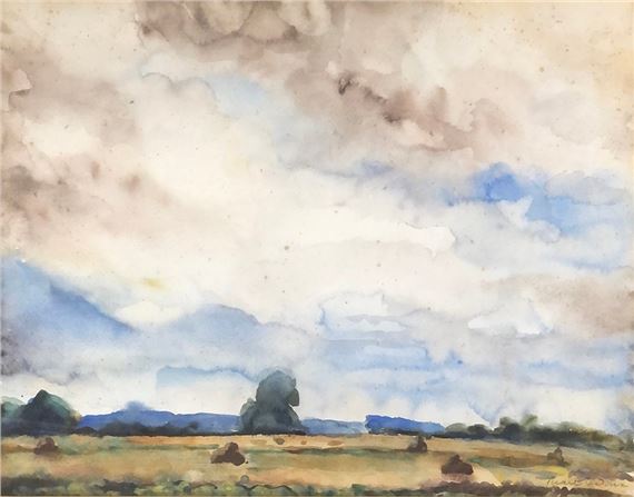 Charles Alexandre Picart le Doux | cloudy sky over field | MutualArt