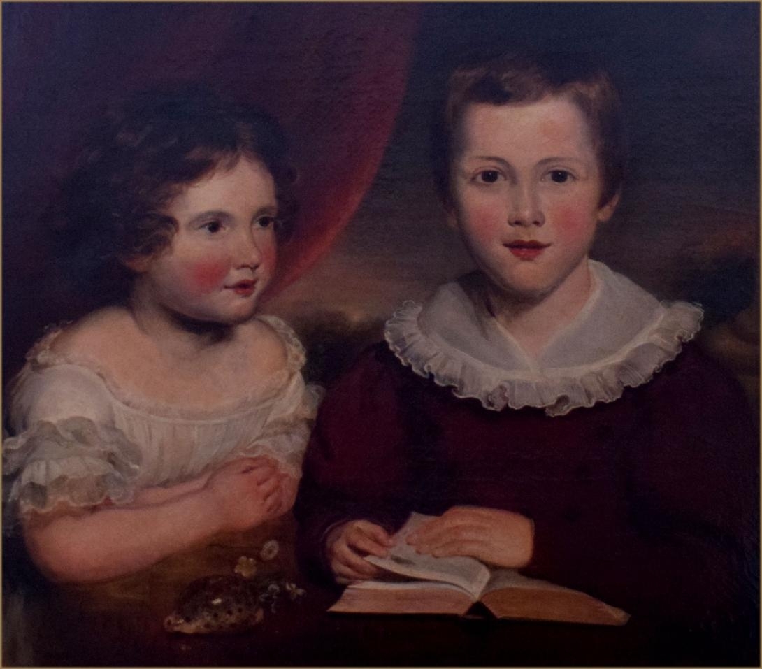 John Russell | portrait of a young girl and her brother seated at a ...