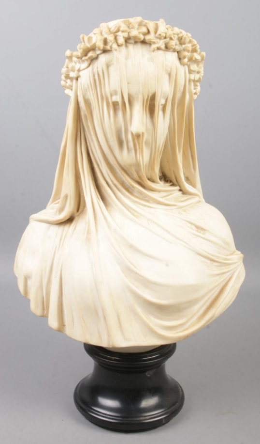 Antonio Frilli | a reconstituted marble bust of A Veiled Bride. Signed ...