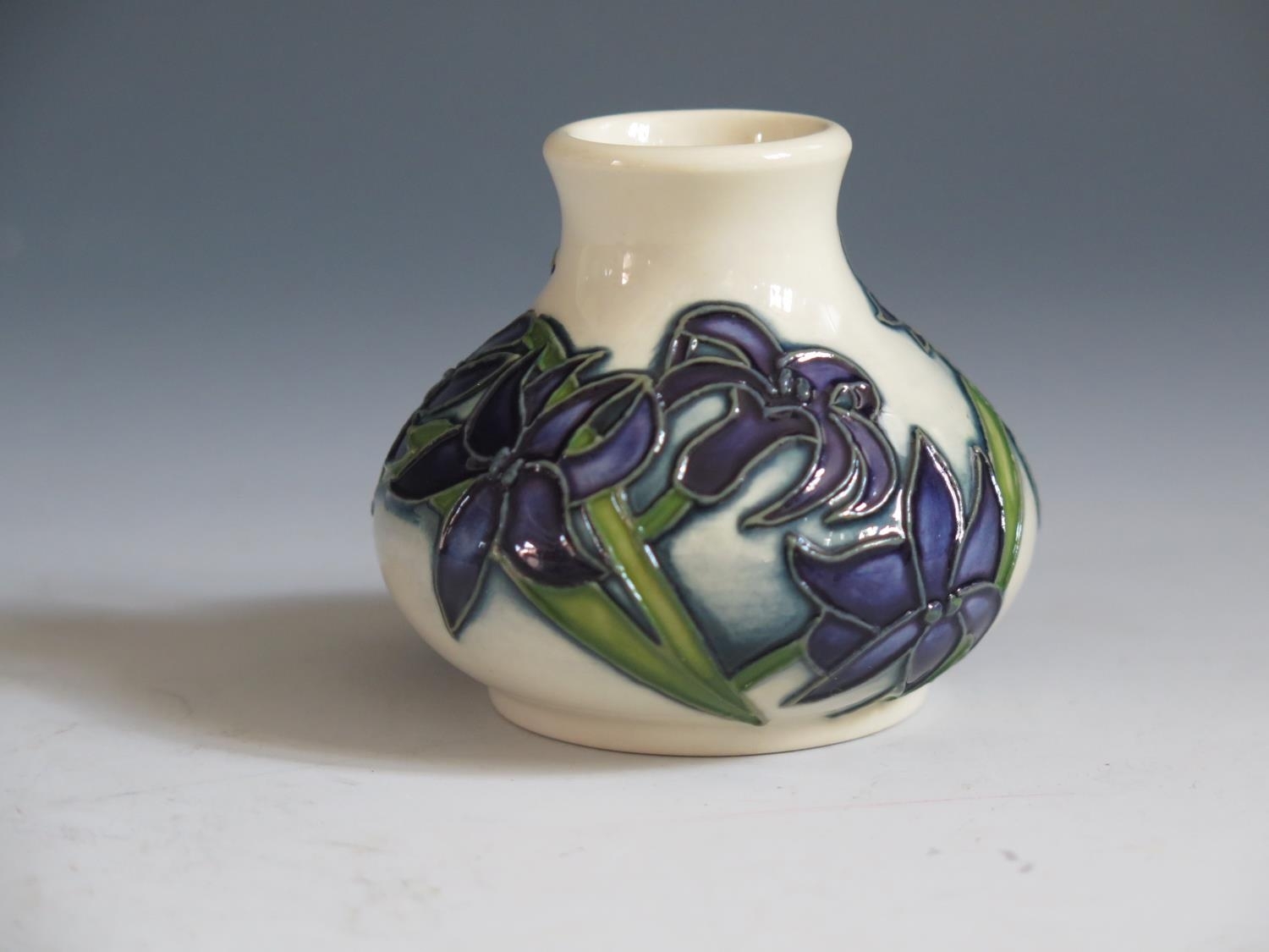 William Moorcroft | A Modern Moorcroft Periwinkle Pattern Squat Vase ...