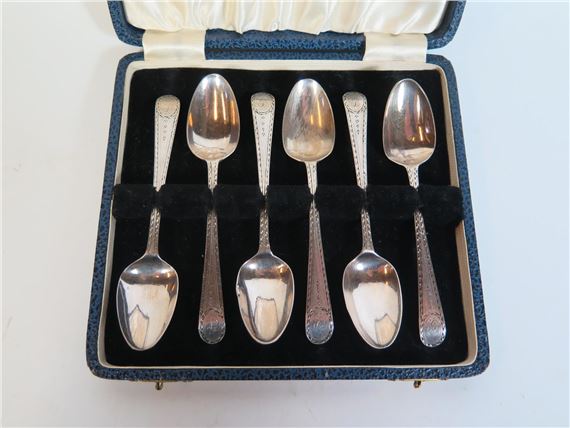Hester Bateman | A Cased Set of Six George III Bright Cut Silver ...