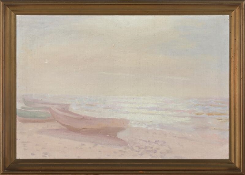 Laurits Regner Tuxen | Dinghies on the beach at Skagen | MutualArt