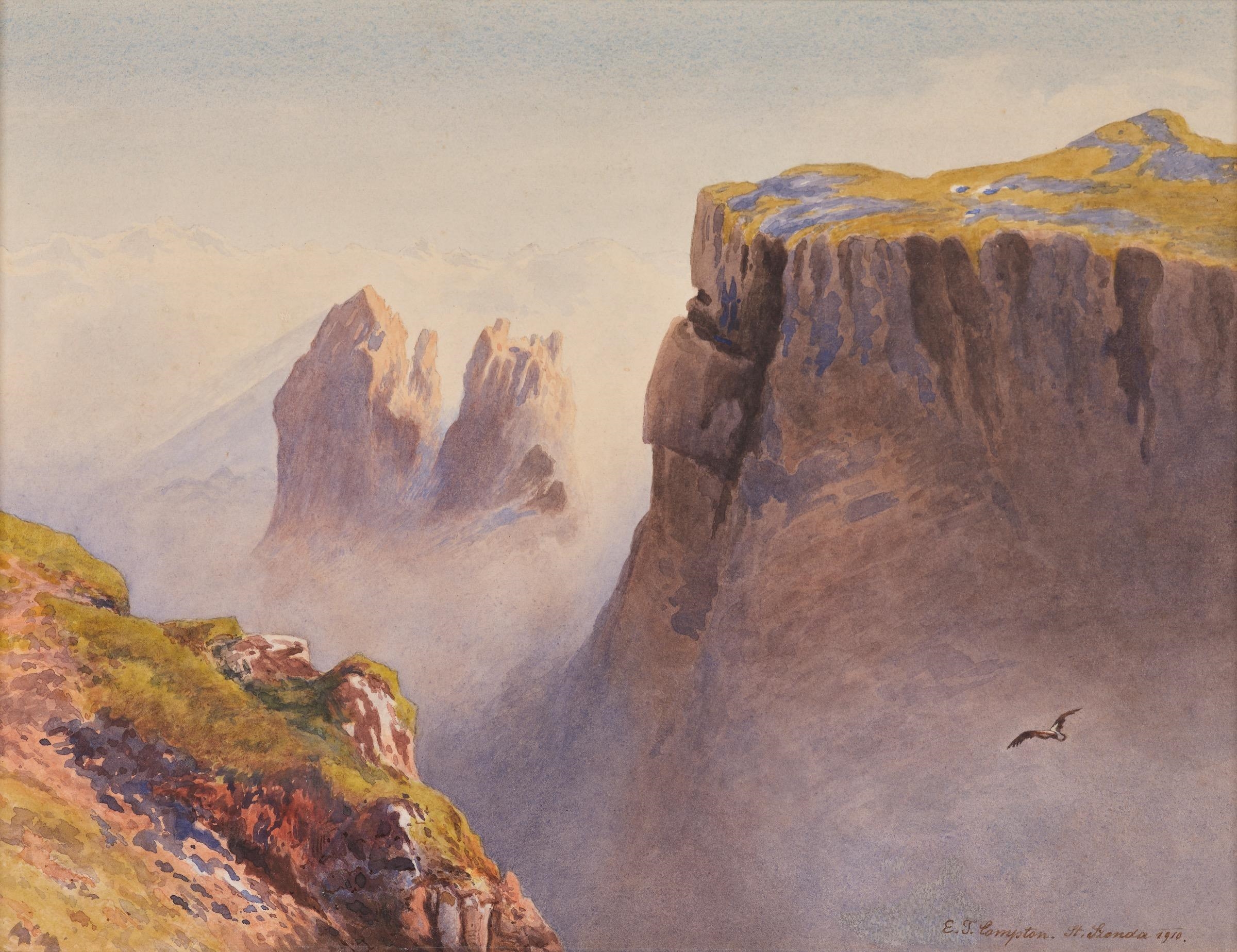 Edward Theodore Compton | A view of Mount Sassolungo (1914) | MutualArt