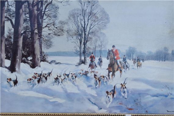 Donald Grant | An oil on canvas of a middle Eastern hunter and his dogs ...