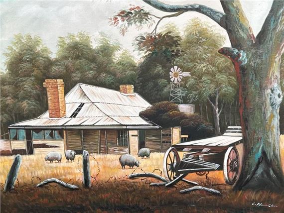 C. Hansen | C HANSEN OIL ON BOARD - FARM SCENE - SIGNED LOWER RIGHT ...