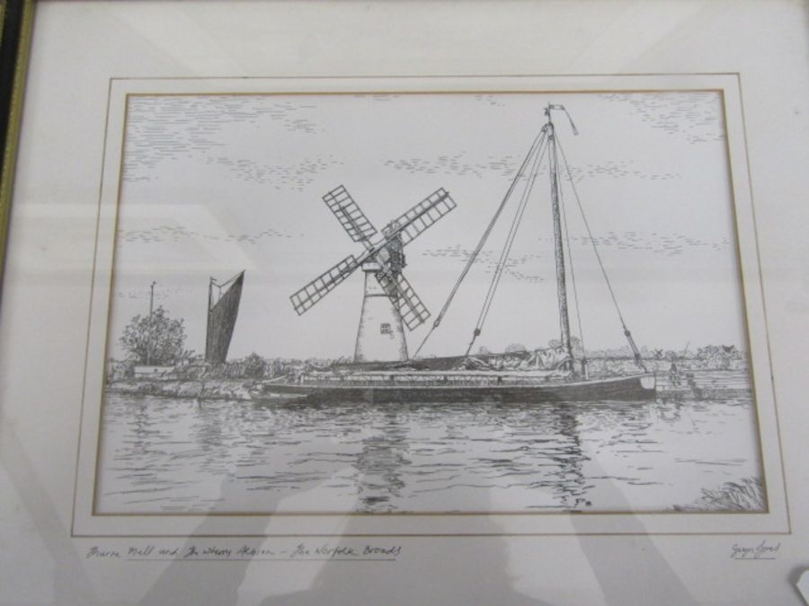 Glyn Jones | Glyn Jones Norfolk Broads pen and ink drawings 40x32cm ...