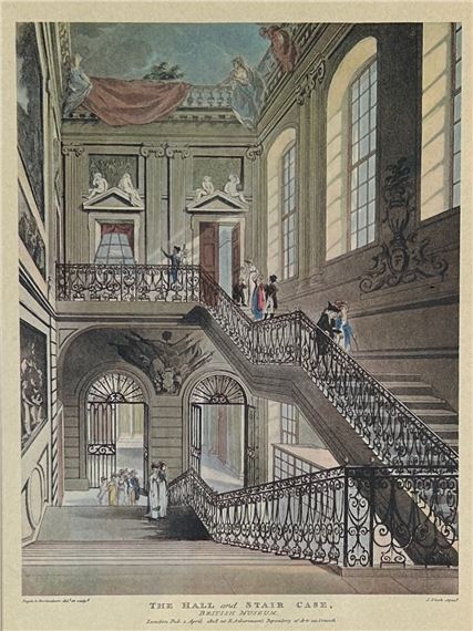 Pugin Rowlandson | THE HALL AND STAIRCASE AT THE BRITISH MUSEUM, after ...