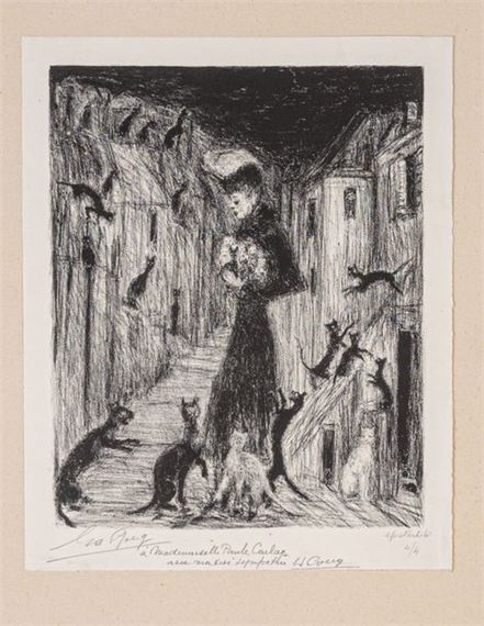 Edouard Joseph Goerg | Woman with cats | MutualArt