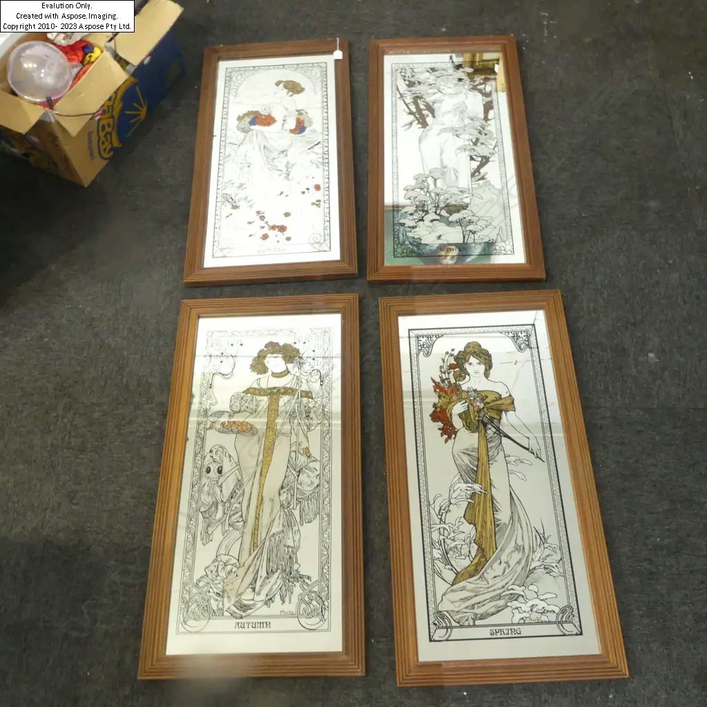 Alphonse Mucha | ALPHONSE MUCHA FOUR SEASONS MIRRORS 865x435mm each ...