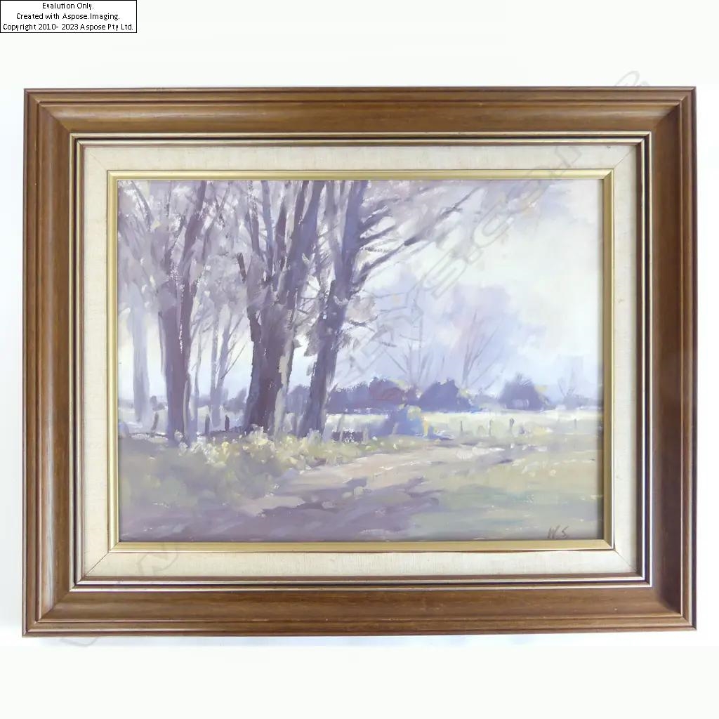 Wayne Sinclair | WAYNE SINCLAIR OIL RURAL SCENE WITH TREES initialled ...