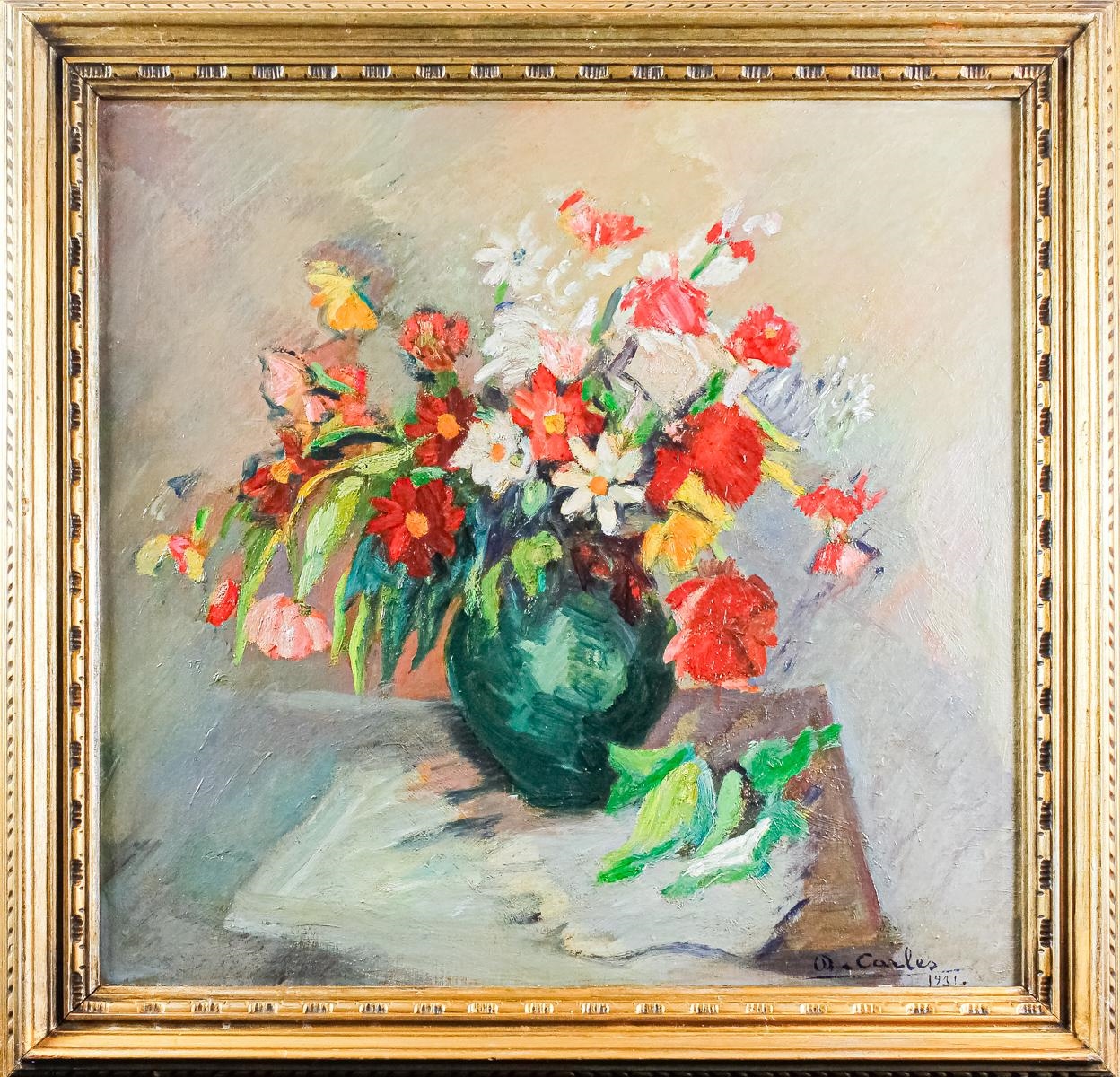 Domènec Carles i Rosich | Bodegón de jarrón con flores (1931) | MutualArt