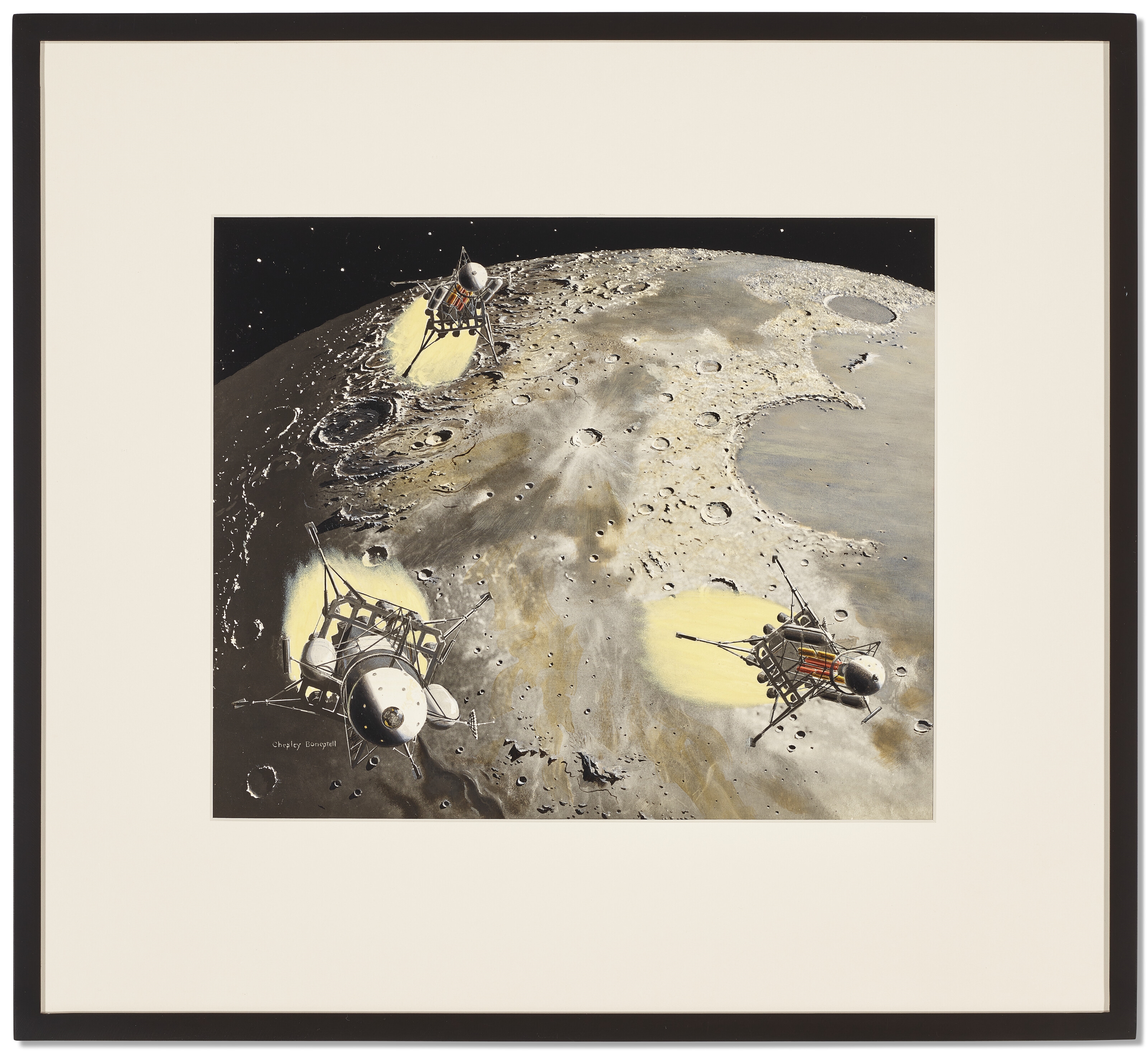 Chesley Bonestell | DESCENDING TOWARD THE MOON (Circa 1951) | MutualArt