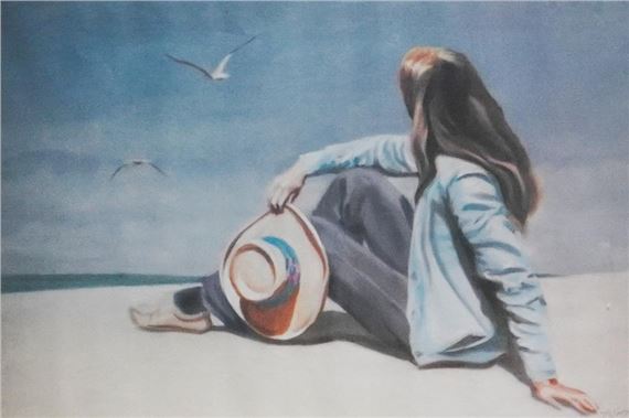 Hal Singer | Woman with a Straw Hat (20th Century) | MutualArt