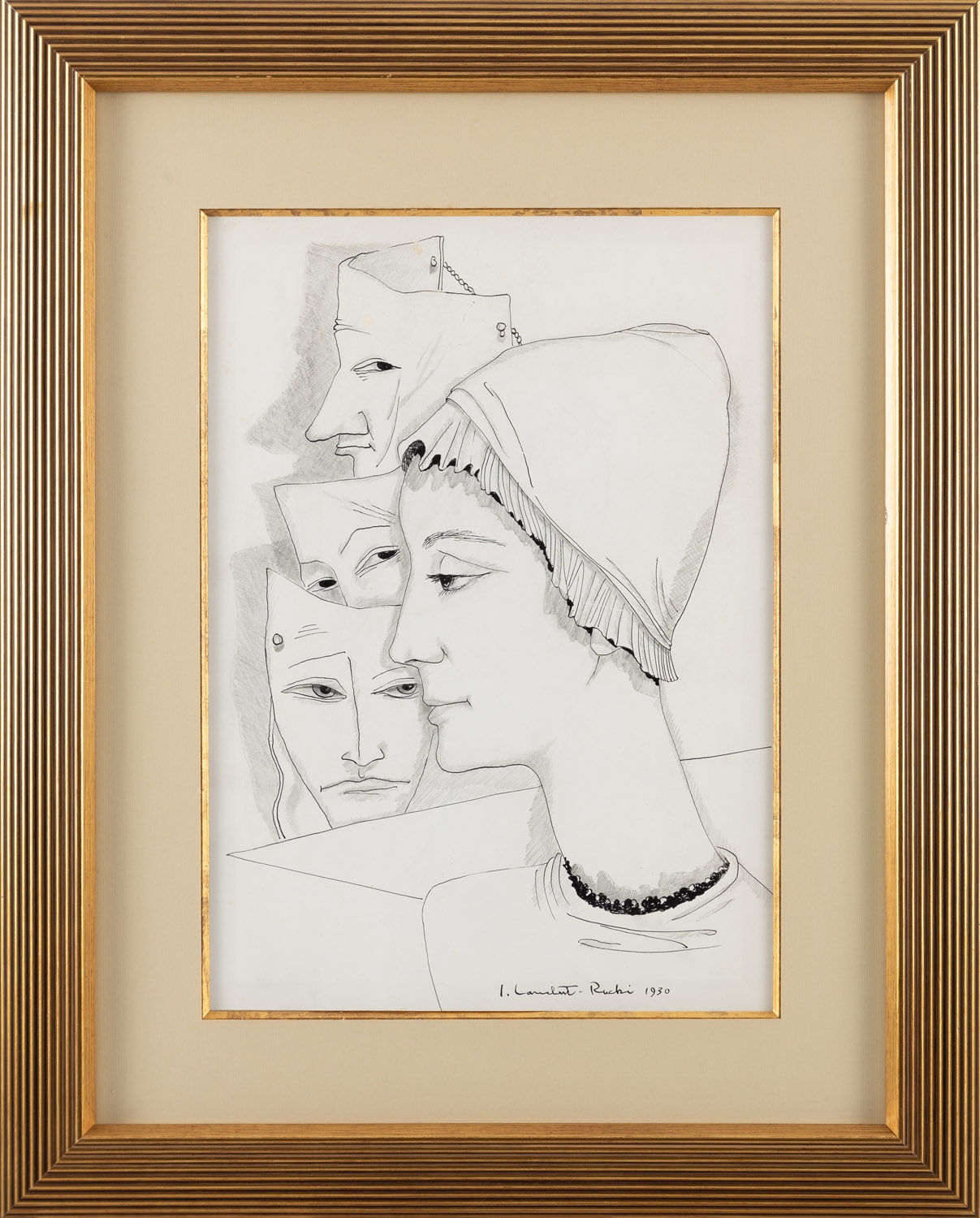 Mara Rucki | Portrait with masks (1930) | MutualArt