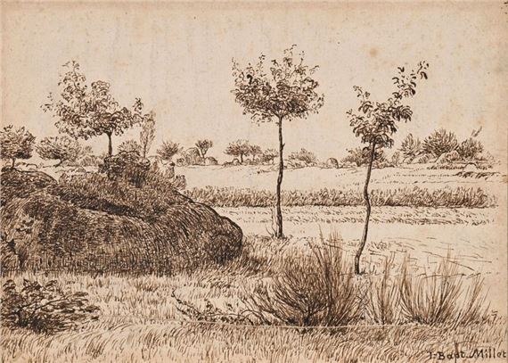 Jean-Baptiste Millet | Landscape with two trees (1830) | MutualArt