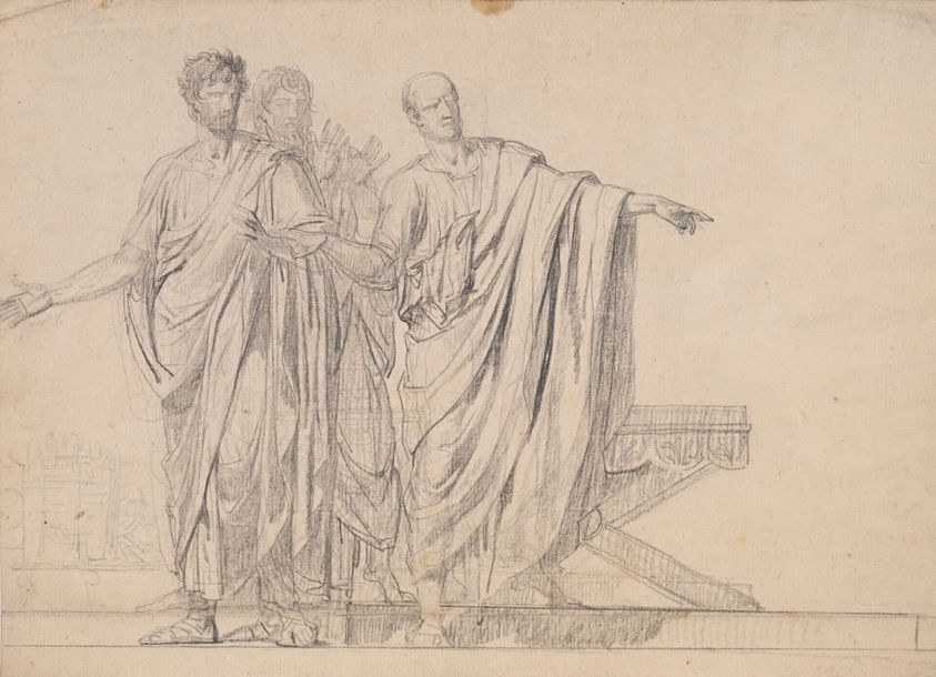 Neo-Classical School, 19th Century | Three figures of a Roman consul ...