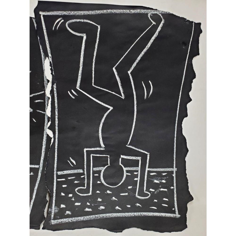 Keith Haring | 1990) Lot of 2 Drawings Chalk on Heavy Paper | MutualArt