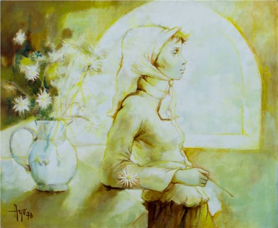 Robert Aillaud Ayo | Woman with Flower | MutualArt