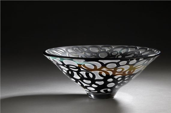 Gisèle Fievet | Partially sandblasted blown glass bowl with entangled ...
