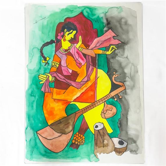Maqbool Fida Husain | 2011) Watercolor on Paper (Circa 1998) | MutualArt