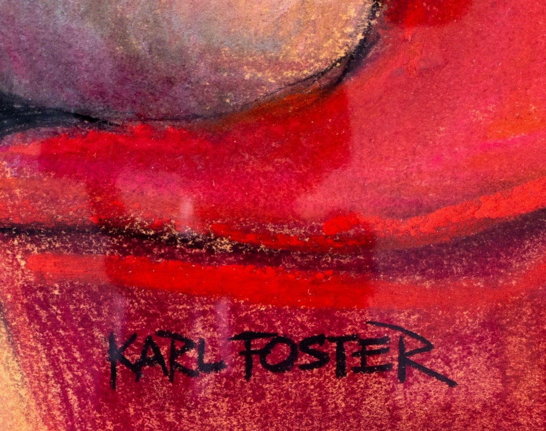 Karl Foster | Nude on Red Sofa | MutualArt