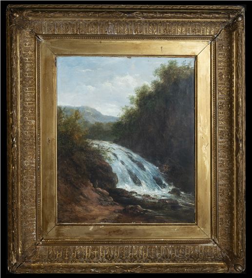 August Behrendsen | Preciosa Vista de Cascada con Personajes (1819 ...