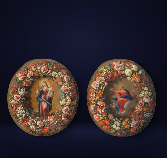 Gerard Seghers | Pareja de Magníficos Cobres en Óvalo con Orla de ...