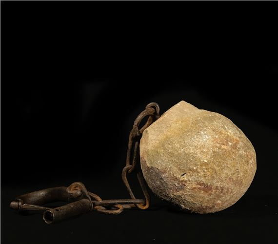 Unknown | Stone ball with chain to tie wild beasts (18th Century ...