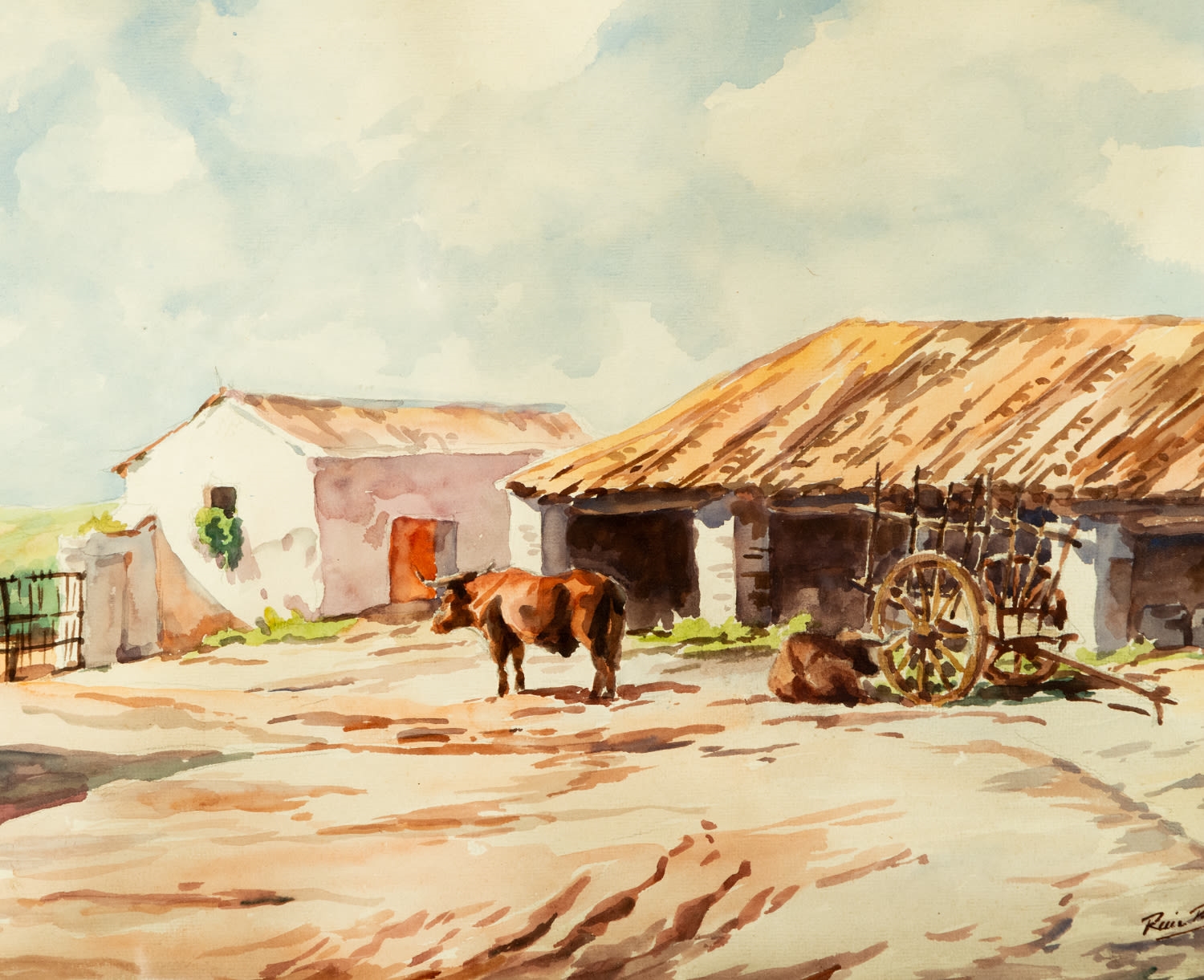 Spanish School, 17th Century | Paisaje Campestre en acuarela | MutualArt