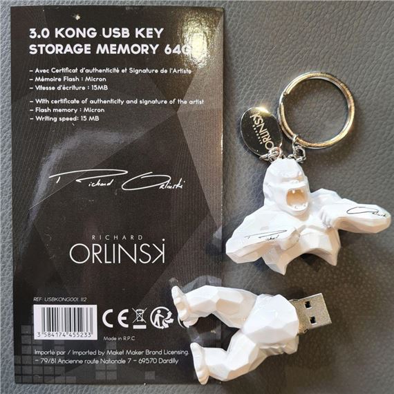 Richard Orlinski | Richard Orlinski - Kong USB Key Ring 64 Go (White ...