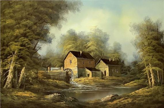 H. Wilson | H. Wilson Oil On Canvas Waterwheel Landscape | MutualArt