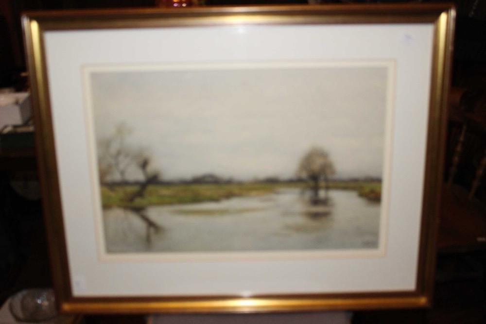 Arthur George Bell | A wooded river landscape, a church beyond | MutualArt