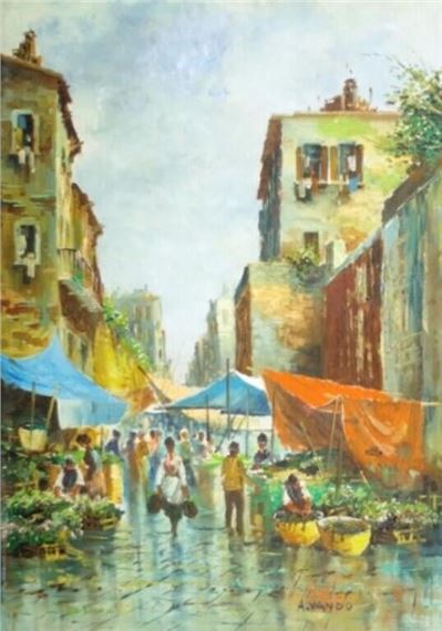 A. Vando | Italian Market Scene | MutualArt