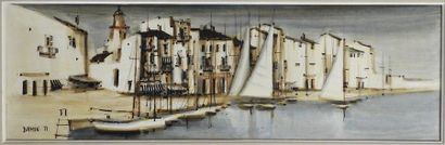 Georges Damin | Georges DAMIN (1942) Port of Saint Tropez Oil on canvas ...