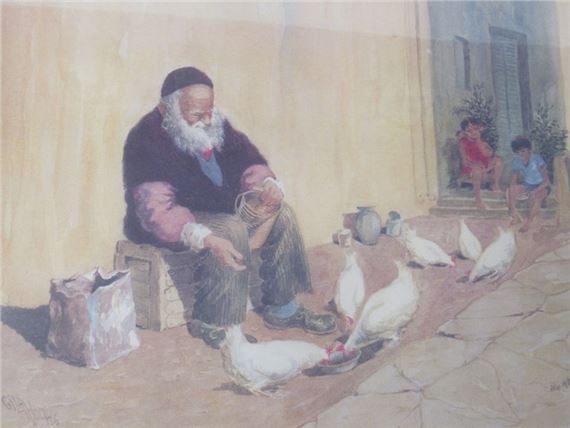 Gila Holt | Vieil homme aux poules | MutualArt