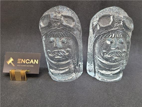 Don Shepherd | Blenko Glass Aviator Pilot Book Ends | MutualArt