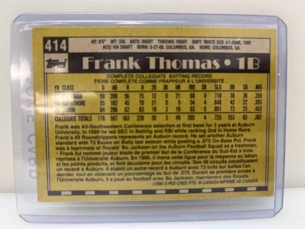 Frank Thomas | Topps Frank Thomas 1990 Rookie Card (1990) | MutualArt