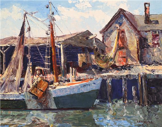 Ken Gore | Ken Gore ''Harbor Scene'' Oil | MutualArt